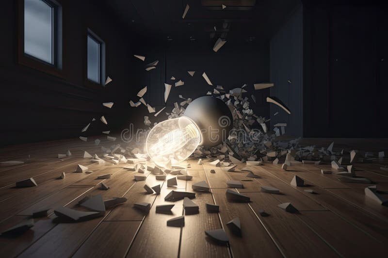 Lightbulb Breaking the Floor . Unstoppable and Strong Idea Concept ...