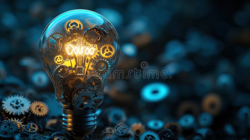Lightbulb Composed of Gears and Cogs Represents the Strength of a ...