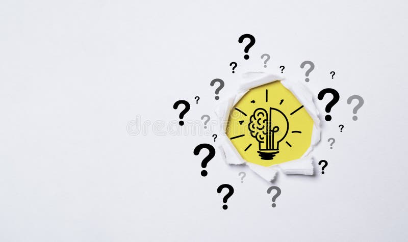 Lightbulb Drawing Inside of Punch Paper with Questions Mark for ...
