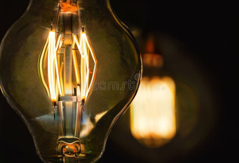 Lightbulb Filament Sharp Focus on the Filament Background a Blur Stock ...