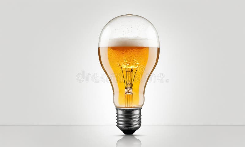 Lightbulb Filled with Beer on a White Background Stock Illustration ...