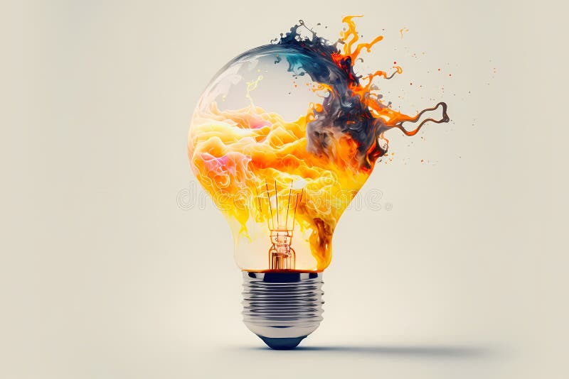 Lightbulb with Fire. Creative Concept Stock Illustration - Illustration ...