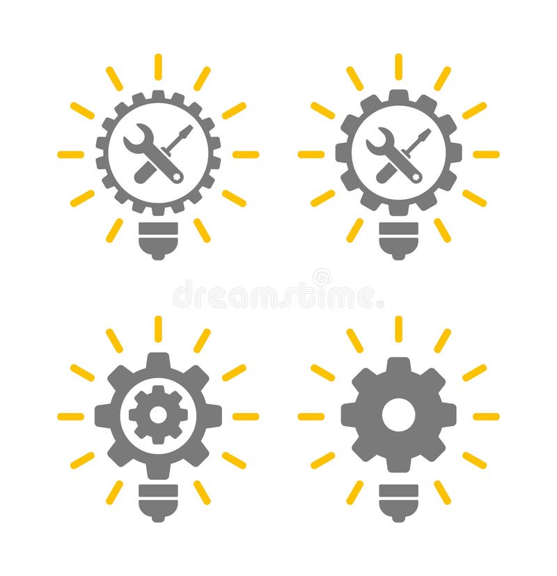 Lightbulb with Gear Cog Wheel Stock Vector - Illustration of lamp ...