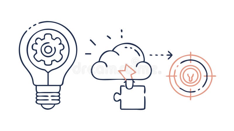 Lightbulb and Gear Idea Icon Vector for Problem Solving, Vector Design Generative AI Stock ...