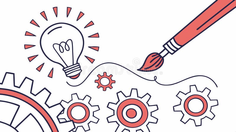 Lightbulb with Gears and Pen, Idea Generation and Creative Process Vector Design Generative AI ...