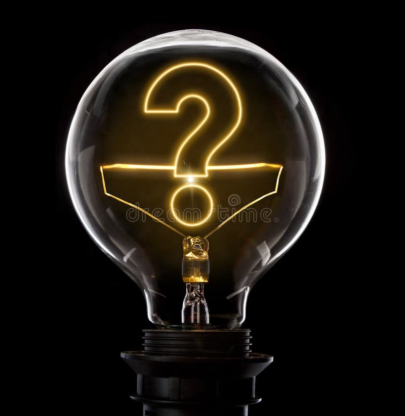 Lightbulb with a Glowing Wire in the Shape of a Question Mark S Stock ...
