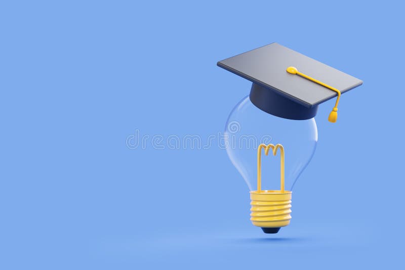 Lightbulb in Graduation Cap, Knowledge and Degree. Copy Space Stock ...