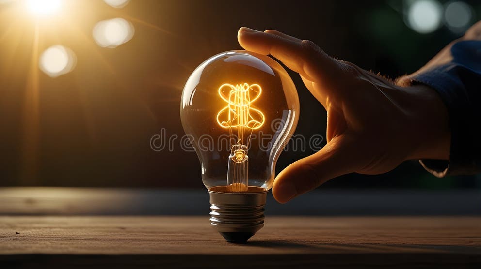 A Lightbulb Held Up To the Sun Stock Illustration - Illustration of ...