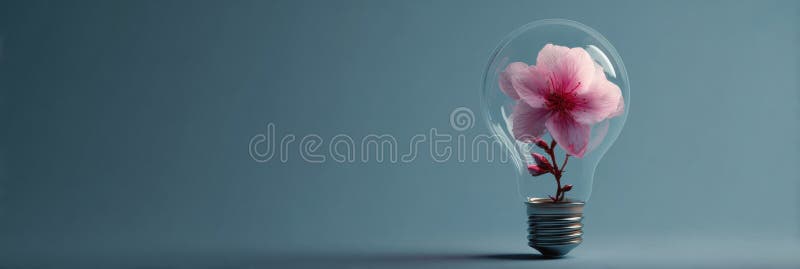 Lightbulb Housing a Blooming Flower Represents the Idea of Growth and ...