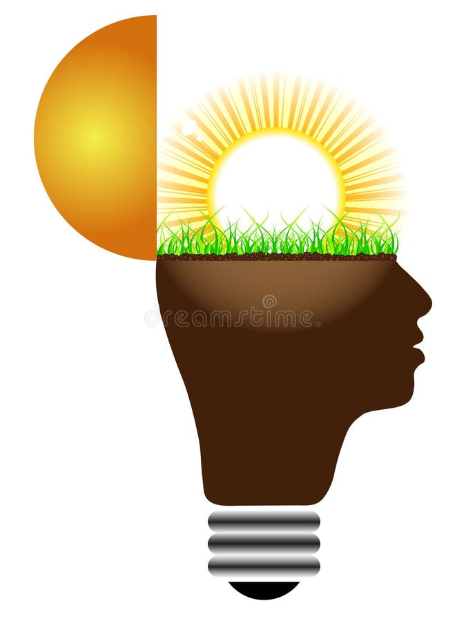 Lightbulb with human head stock vector. Illustration of bright - 19319778