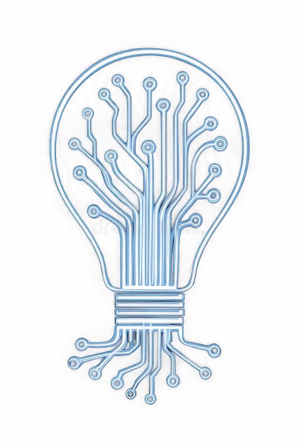 Lightbulb Icon with AI Chip and Neural Paths, Creative Development Icon ...