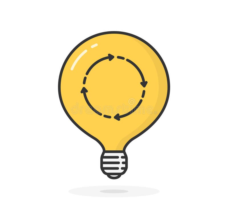 Lightbulb Icon with Arrows stock vector. Illustration of element ...