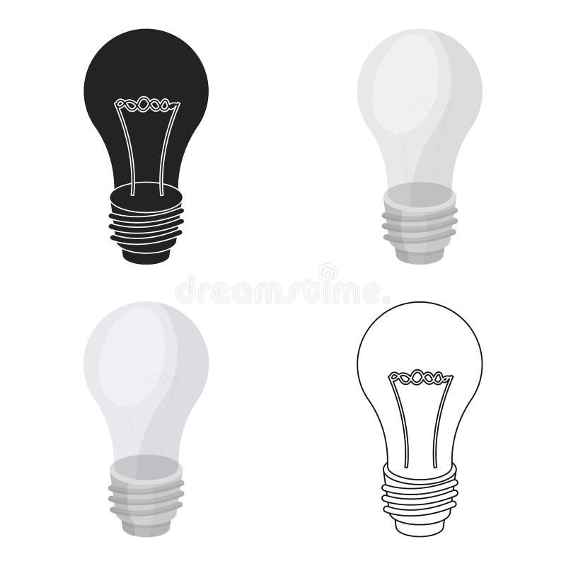 Lightbulb Icon in Cartoon Style on White Background. Light Source ...
