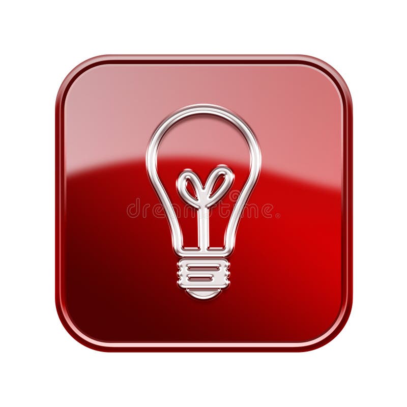 Lightbulb icon glossy red. stock illustration. Illustration of ...