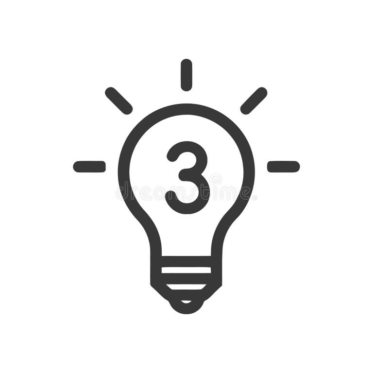 Brilliant Idea: Number Three Light Bulb Icon Stock Vector ...