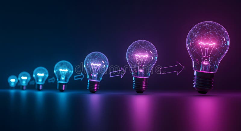 Lightbulb Idea Evolution with Digital Connections Stock Illustration ...