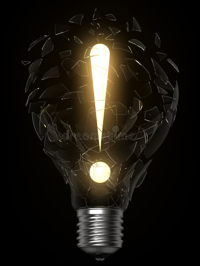 Lightbulb Idea Exclamation Point Stock Illustration - Illustration of ...