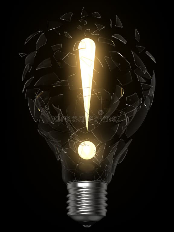 Lightbulb Idea Exclamation Point Stock Illustration - Illustration of ...