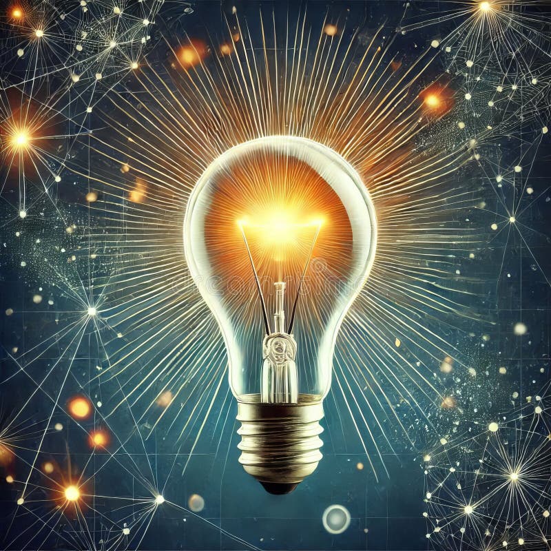 Lightbulb Idea a Lit Lightbulb with Radiating Lines Symbolizing Stock ...