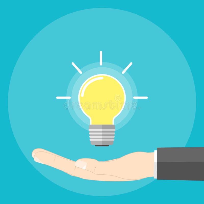 Lightbulb Idea Float on Hand Vector Stock Vector - Illustration of ...