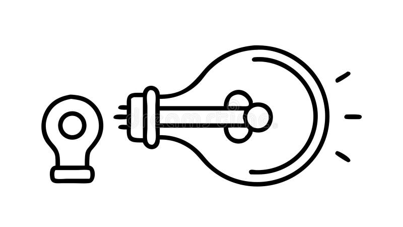 Lightbulb and Key Icon Vector Outline for Solutions and Access, Vector ...