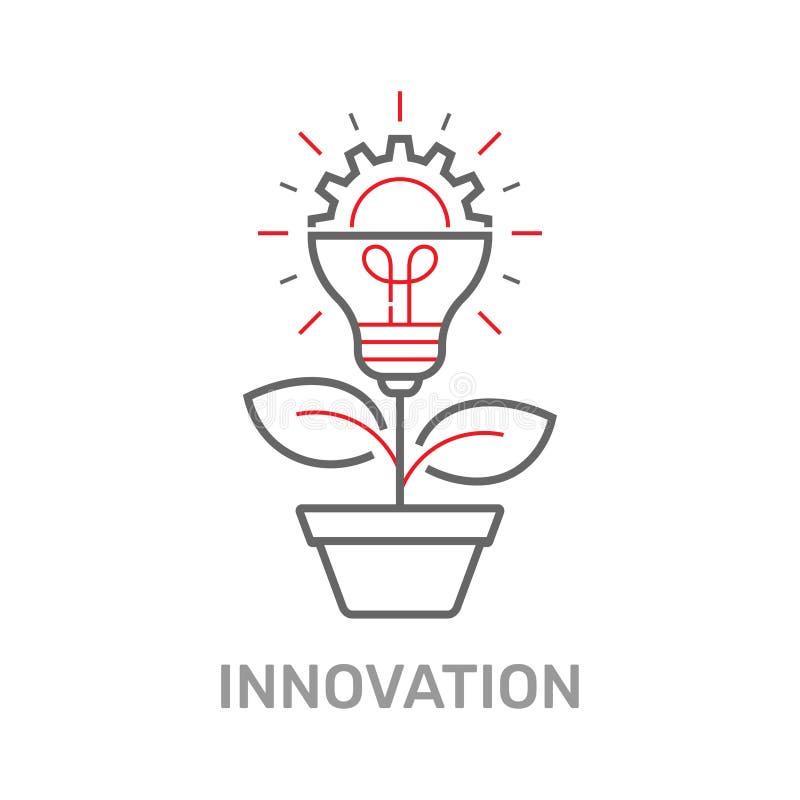 Lightbulb Like a Plant with Cogwheel. Idea and Innovation Icon Vector ...