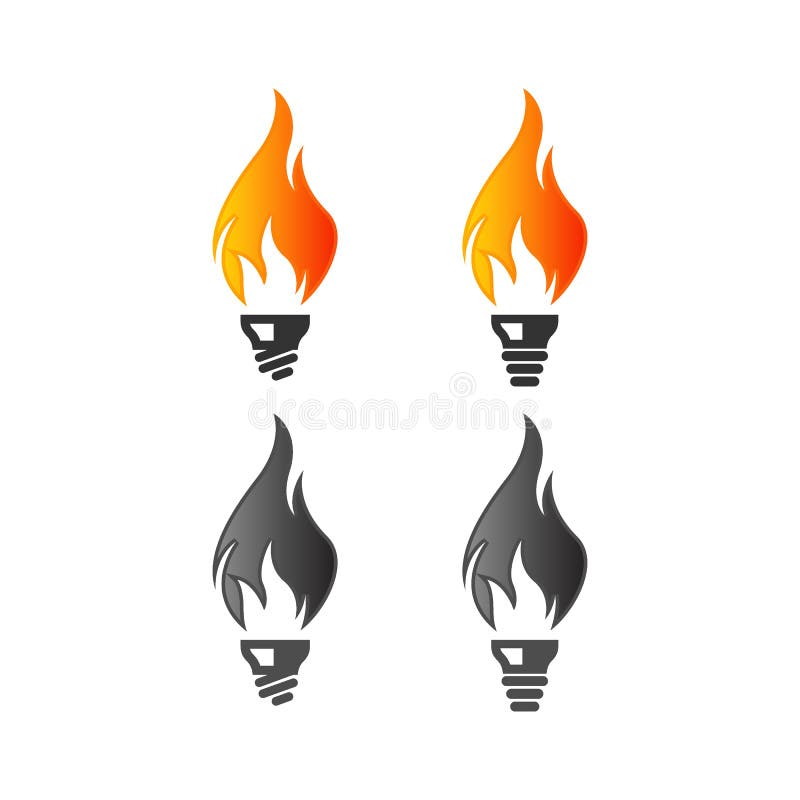 Lightbulb Logo Design Template with the Concept of Fire Inside, Light ...