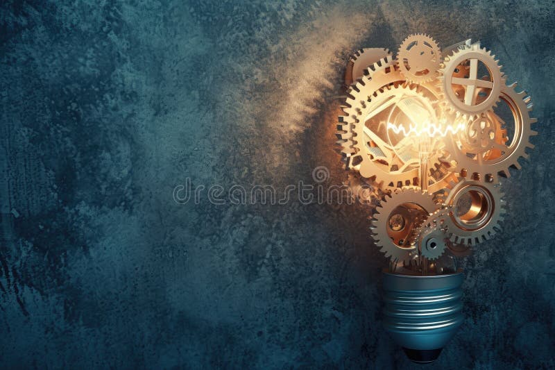 A Lightbulb Made of Gears and Cogs, Illustrating the Mechanics Behind ...