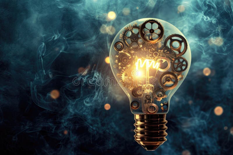 A Lightbulb Made of Gears and Cogs, Illustrating the Mechanics Behind ... A Lightbulb Made of Gears and Cogs, Illustrating the Mechanics Behind ...