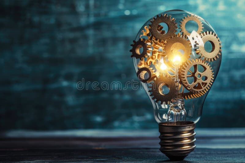 A Lightbulb Made of Gears and Cogs, Illustrating the Mechanics Behind ... A Lightbulb Made of Gears and Cogs, Illustrating the Mechanics Behind ...