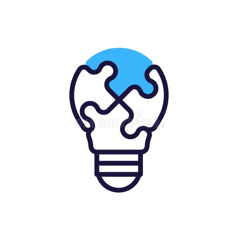Lightbulb Made of Puzzle Pieces Icon, Vector Illustration Symbol for ...