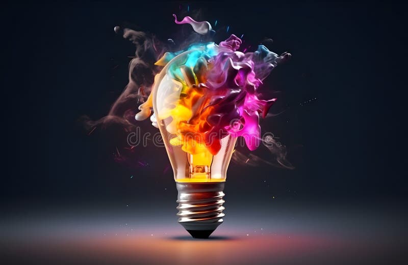 Idea Concept with Colorful Lightbulb Explosion Stock Illustration ...