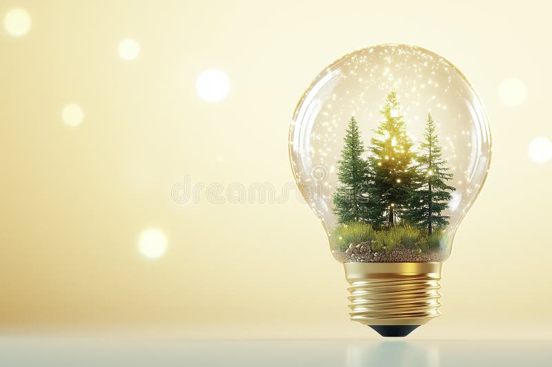 A Lightbulb Morphs into a Tiny Forest, Showcasing Greenery and Nature S ...