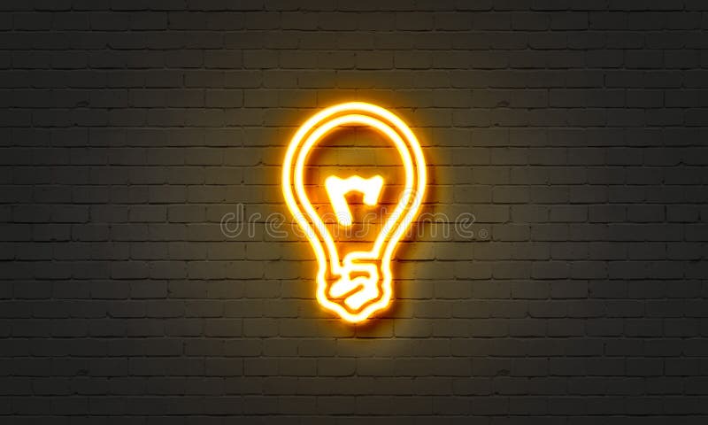 Electricity Neon Sign on Brick Wall Background. Stock Image - Image of ...