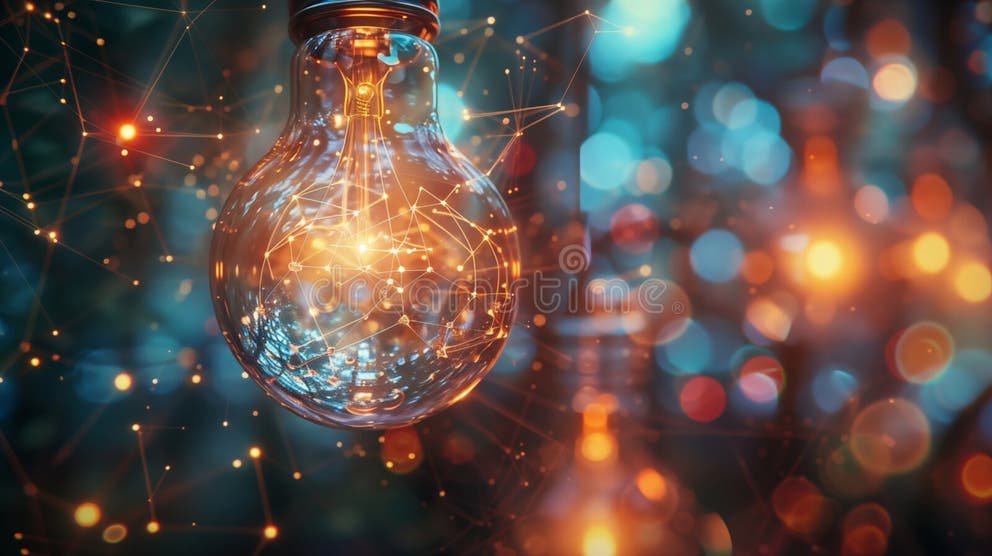 Lightbulb with Filament Network Symbolizes Enlightening Knowledge ...