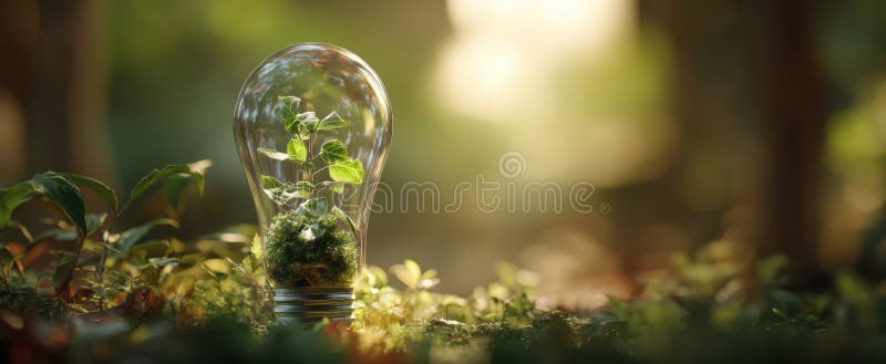 The Lightbulb Nurturing a Plant Symbolizes Sustainable Growth and ...