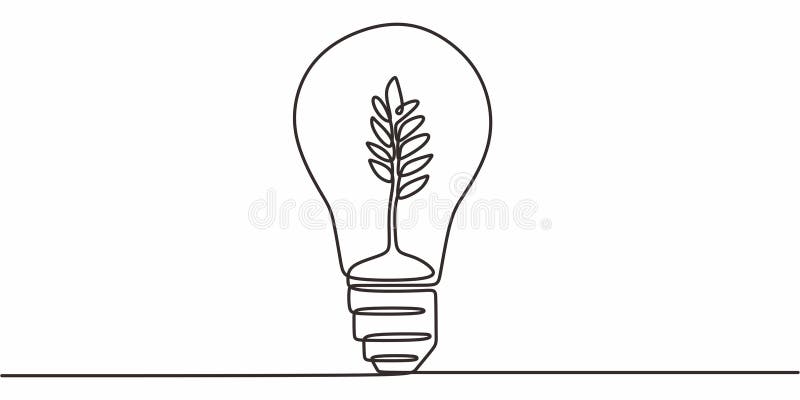 Lightbulb Plant Single Line. Creative Eco Vector. Sustainability Symbol ...