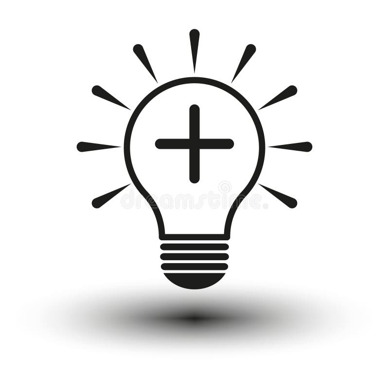 Lightbulb with Plus Sign. Concept of Positive Idea. Creativity and ...