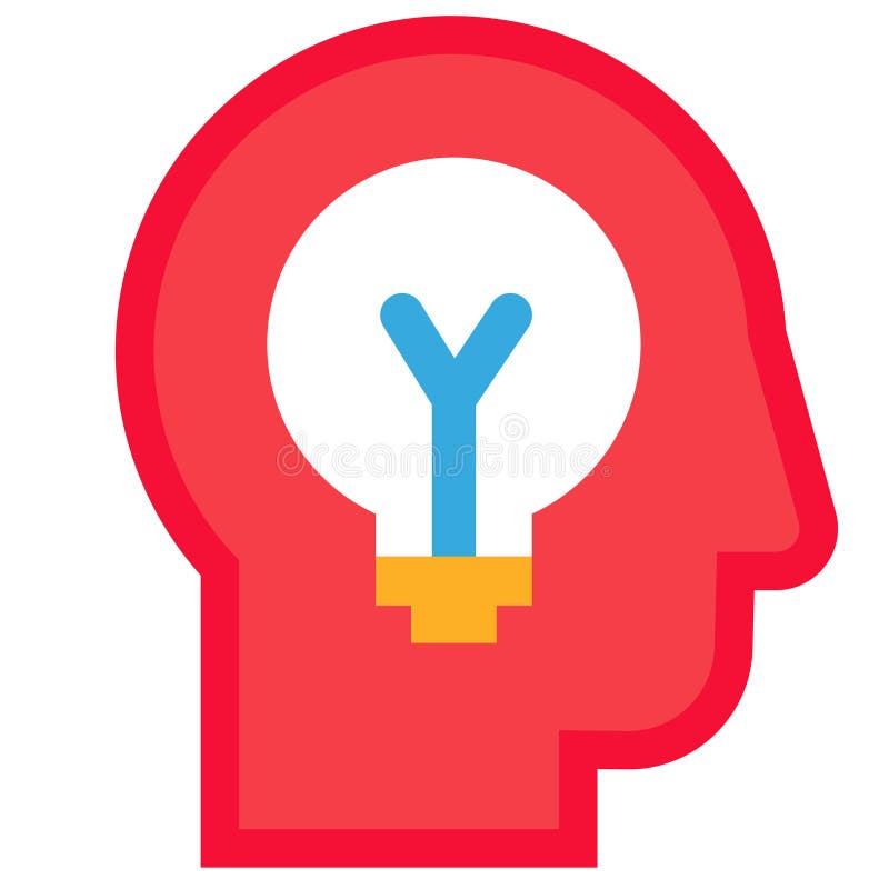 Lightbulb Profile Silhouette Icon Genius Head Stock Vector ...