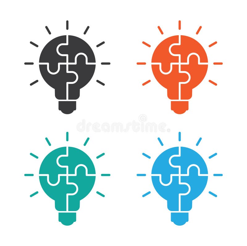 Lightbulb puzzle icon stock vector. Illustration of graphic - 330522214