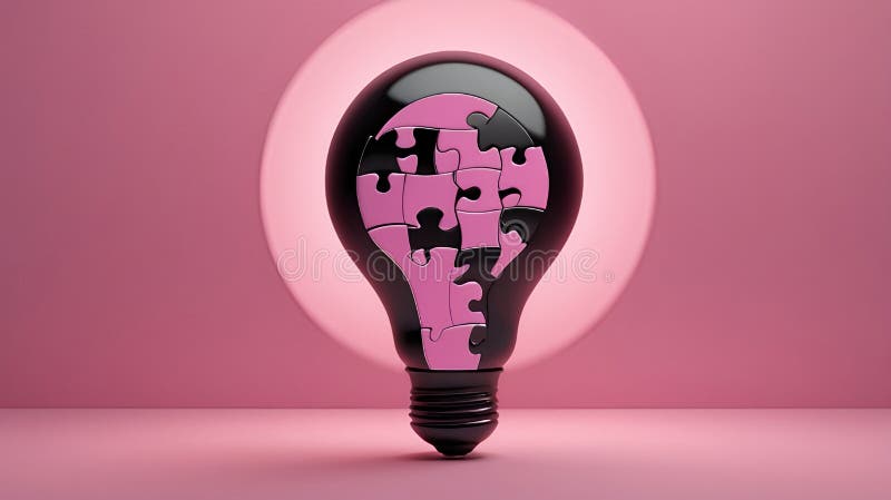 Lightbulb with Puzzle Pieces Stock Illustration - Illustration of ...