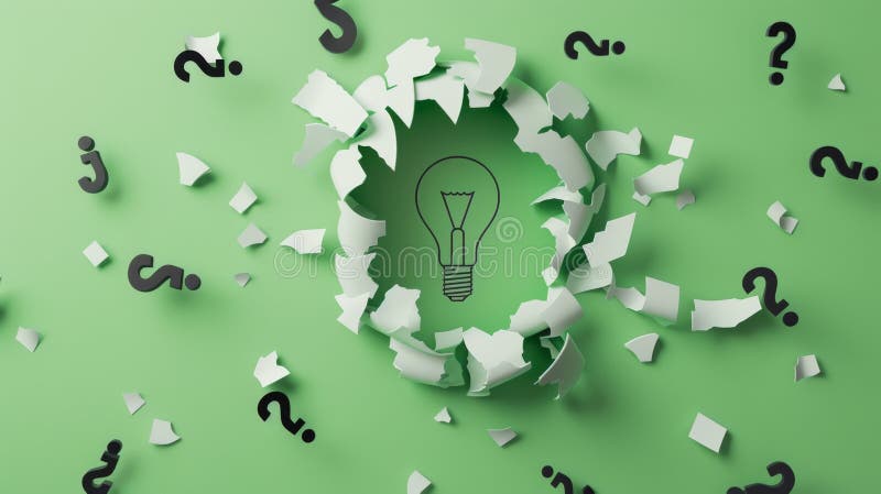The Lightbulb and Questions.AI Generated Image Stock Photo - Image of ...