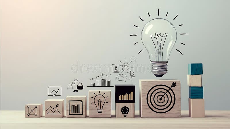 Innovative Strategy: Wooden Blocks Representing Steps To Success Stock Illustration ...