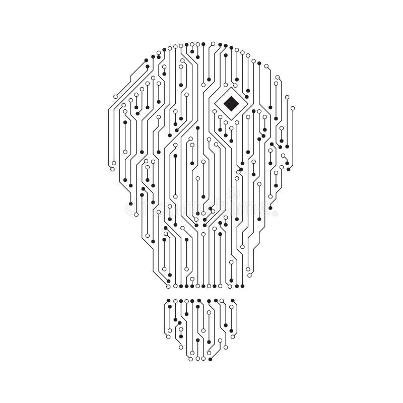 Lightbulb Shape Digital Line Design Stock Vector - Illustration of ...