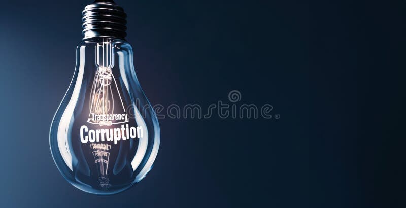 Lightbulb with Transparency and Corruption Words Highlighting ...