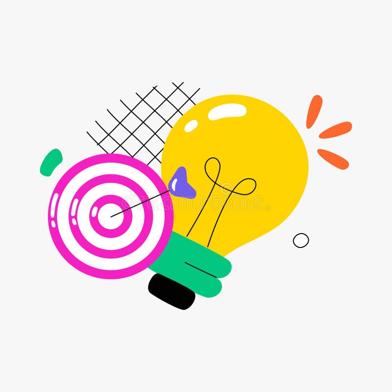 Lightbulb and Target with Arrow Symbolizing Creativity, Innovation, and ...