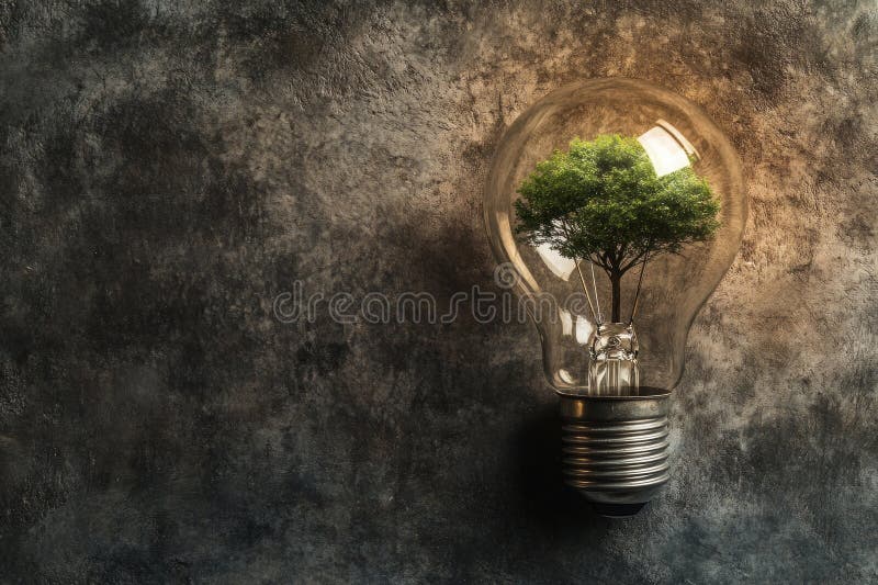 Lightbulb Tree Inside Symbolizing Sustainable Energy Solutions Stock ...