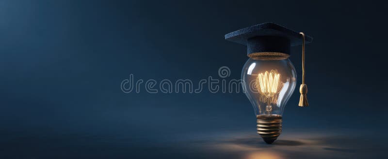 The Lightbulb Wearing a Graduation Cap As a Symbol of Innovative ...