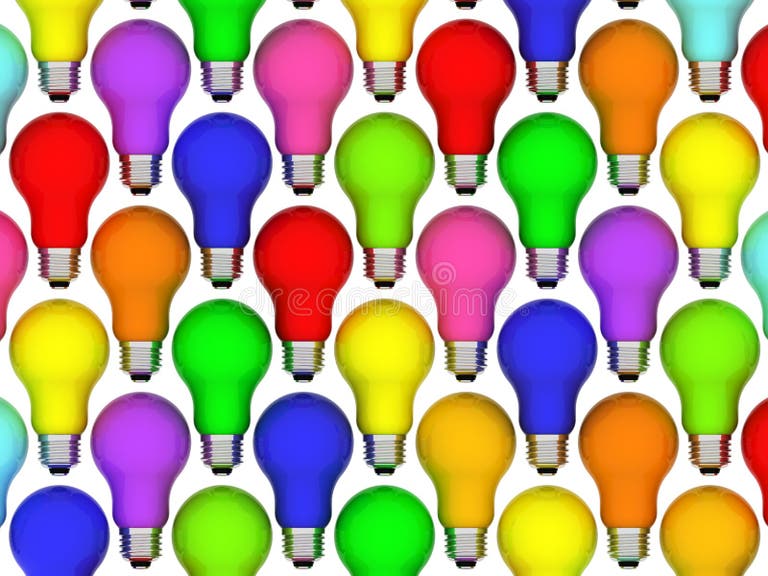 Lightbulbs Background of Rainbow Colours Stock Illustration ...