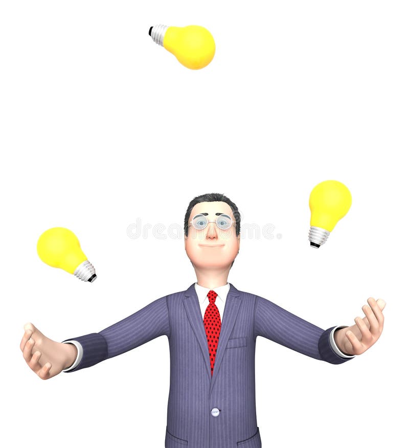 Lightbulbs Character Represents Power Source and Agility 3d Rendering ...